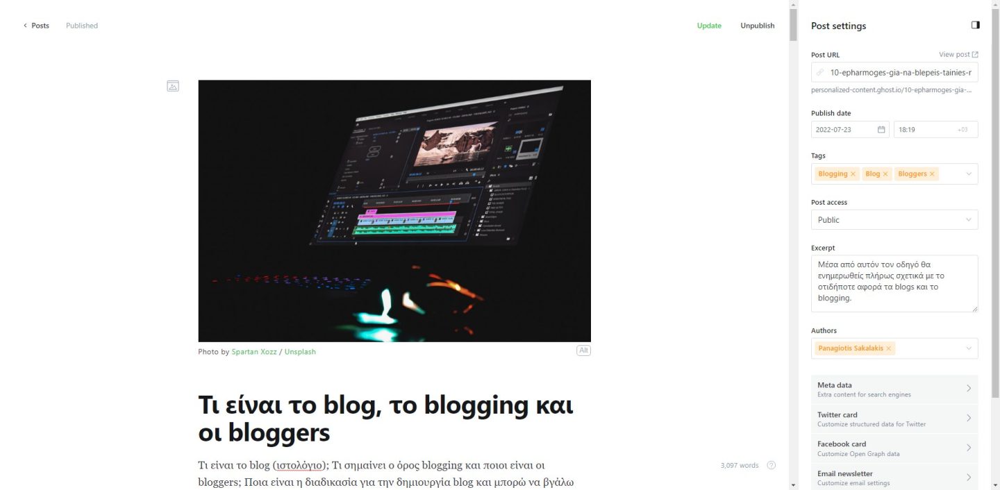 Ghost CMS Review: Η απλότητα του Blogging στα μεγαλεία της